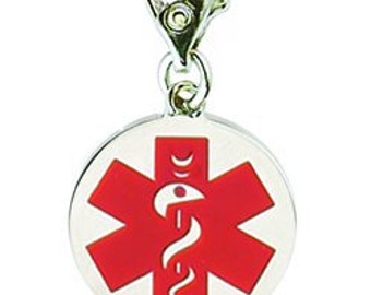 Medical Alert Charm Caduceus Symbol Medical Alert Zipper