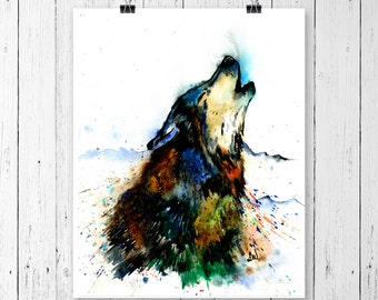 Wolf watercolor | Etsy