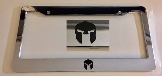 Spartan Mask Helmet Chrome License Plate Frame Iron Man