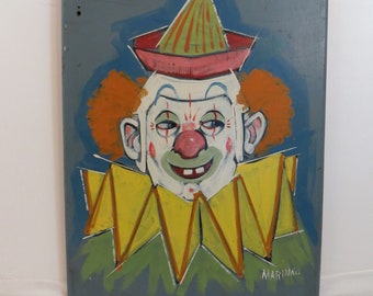 William Moninet Original Signed Framed Oil Canvas Clown
