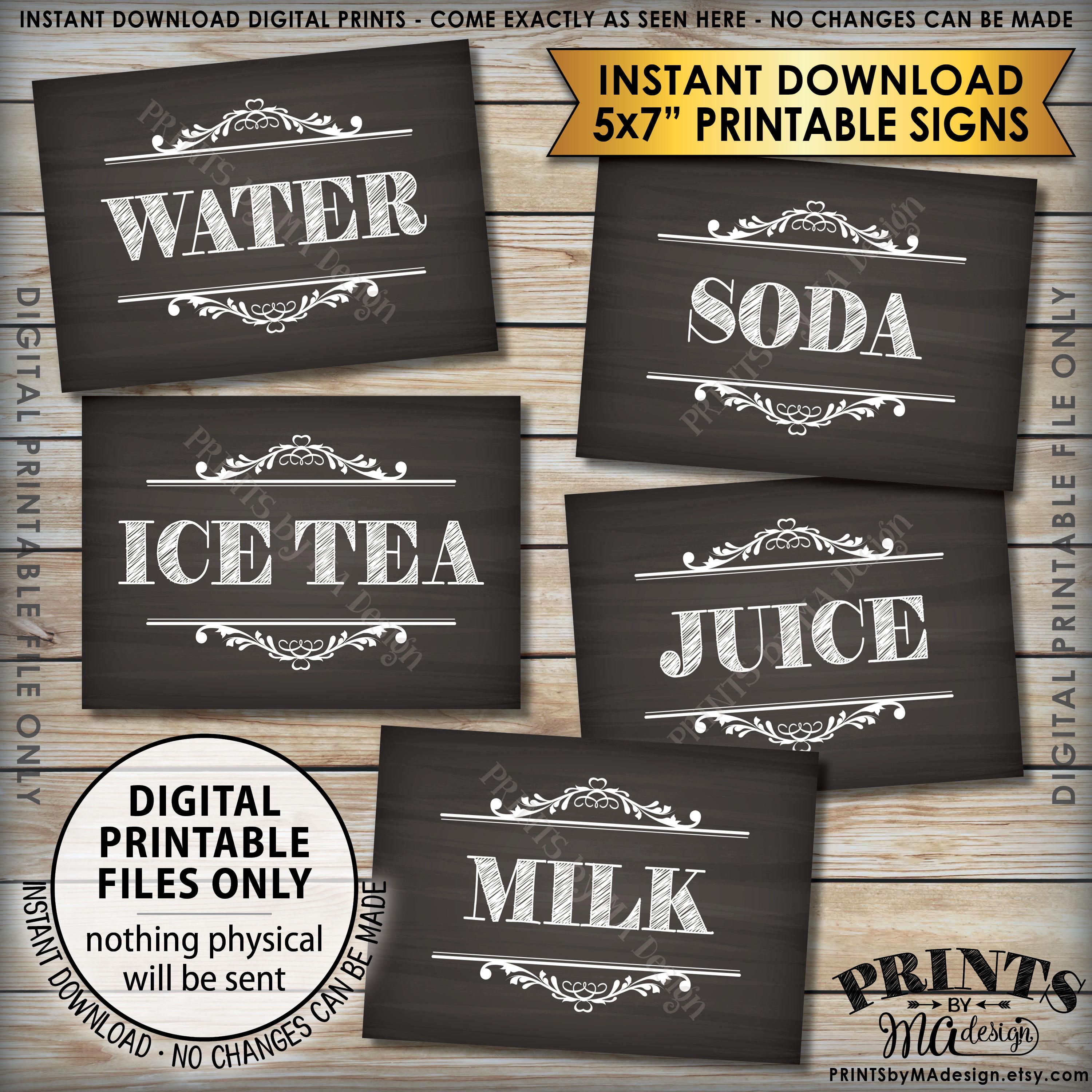 Beverage Station Soft Drink Signs Soda Juice Water Ice Tea