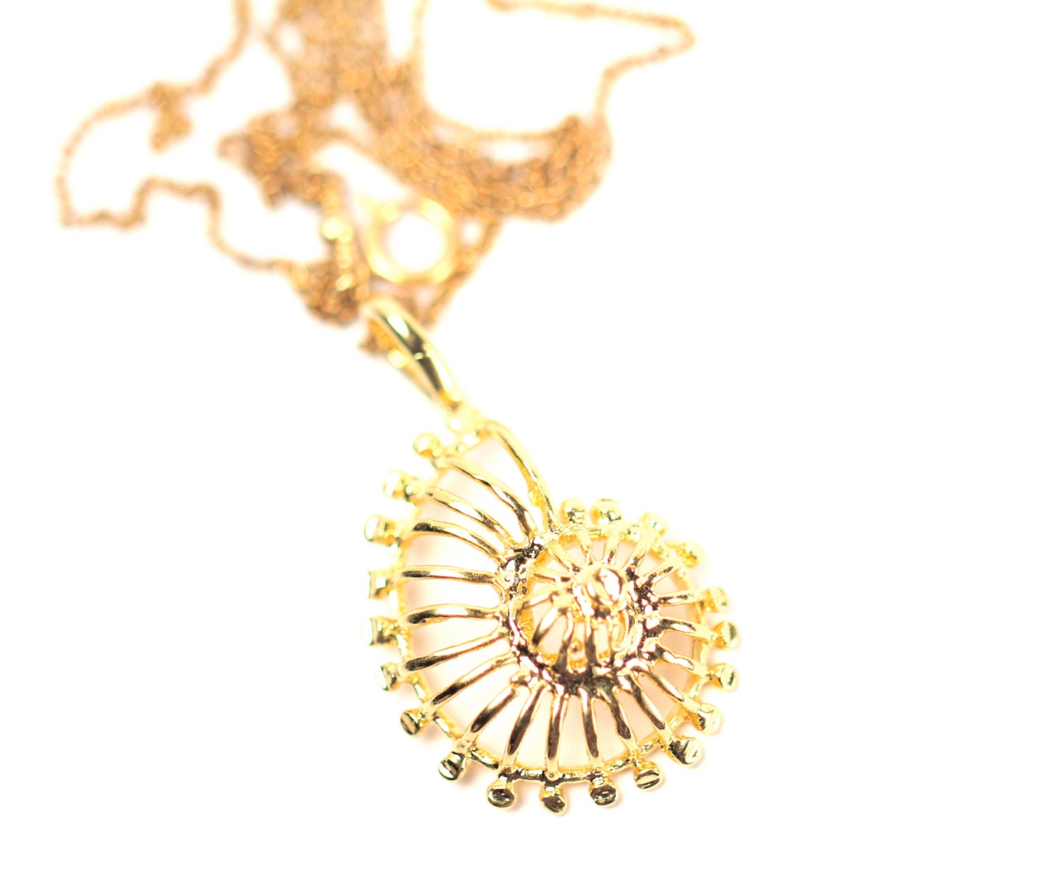 Gold shell necklace - ammonite necklace - infinite necklace - spiral ...