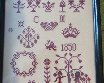 Colonial Sampler Antique Cross Stitch Pattern Museum Sampler