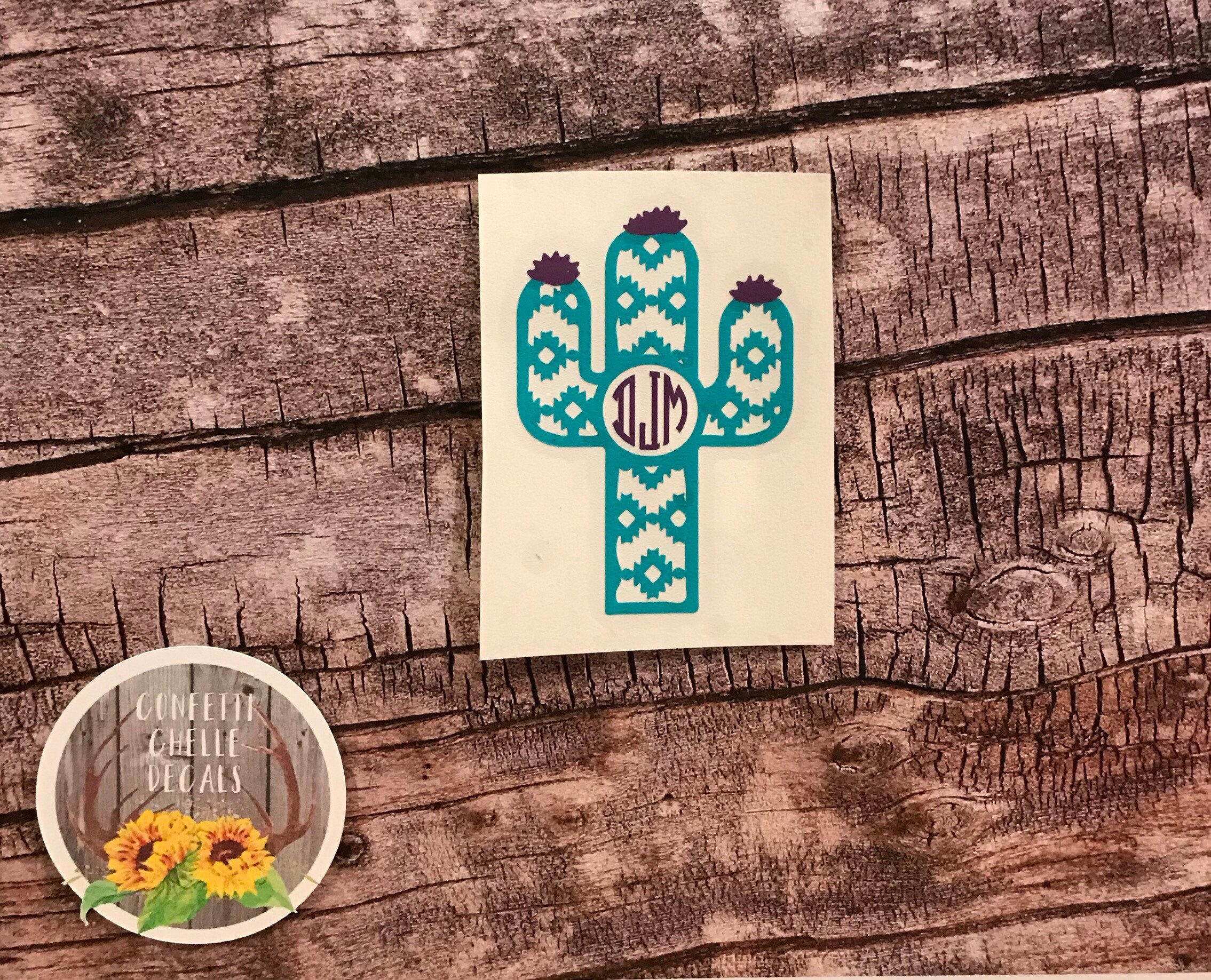 Aztec Cactus with Monogram Decal Sticker Yeti Rtic Ozark