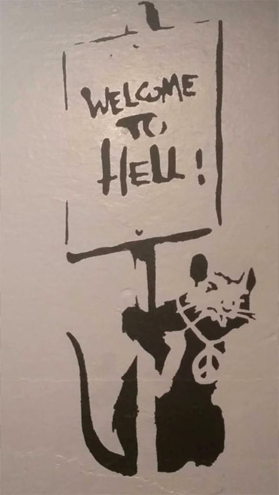 Banksy Rat Stencil Welcome to Hell Banksy Rats Stencils for