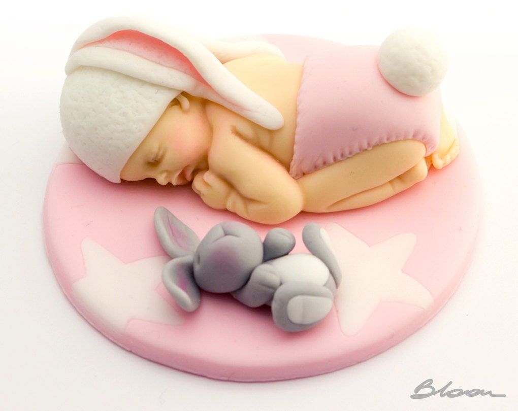 Baby Bunny Cake Topper Cake Topper Baby Shower Fondant