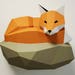 Papercraft Fox on rock paper model 3d paper craft paper