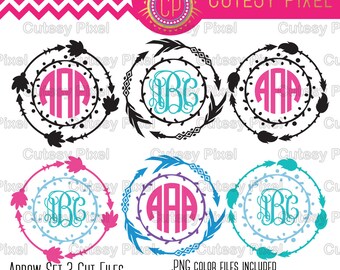 Boho/ Indian Arrow Monogram frames Svg cutting file arrow