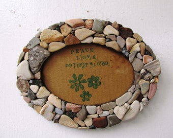 Beach Rock Mirror 9x11 Rustic Beach Frame Coastal Home Decor