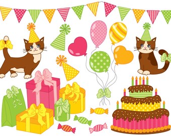 Birthday Clipart Happy Birthday Clip Art Watercolor Party Set