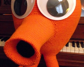 Qbert a strange computer creature doll handmade crochet