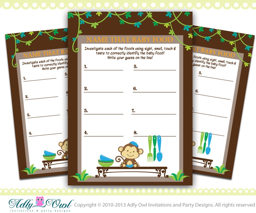 Baby Food Boy Monkey Baby Shower Game Name that food game for