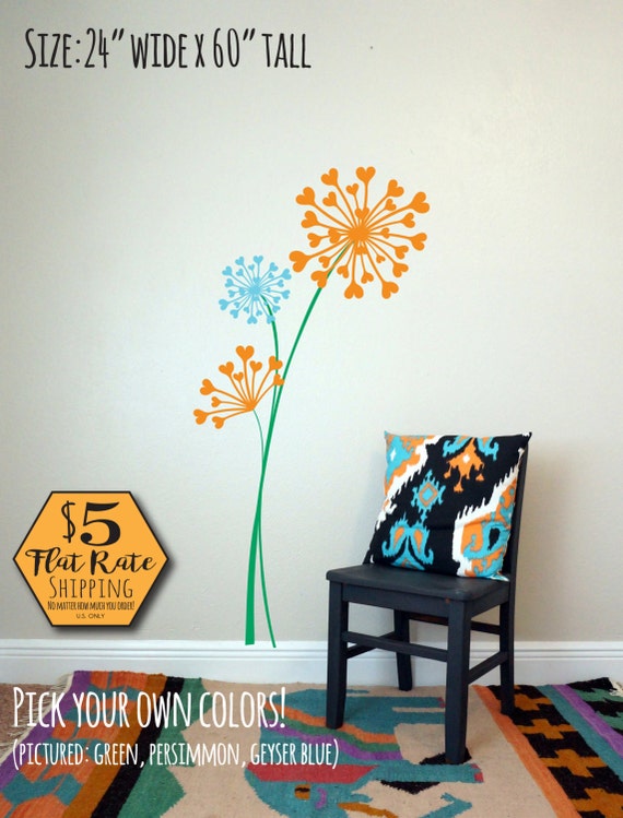 DANDELION Wall Decal / floral wall decals garden wall decal