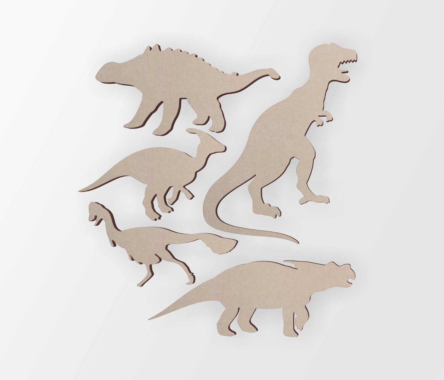 Wooden Dinosaur Group 5 Dinosaurs Cutout Home Decor