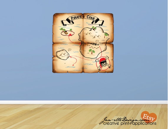 Pirate Treasure Map Wall Decals - Fun for a Pirate Themed Room