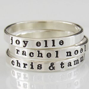 Stackable name rings | Etsy