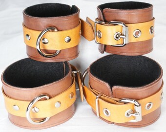 Leather ankle cuffs | Etsy