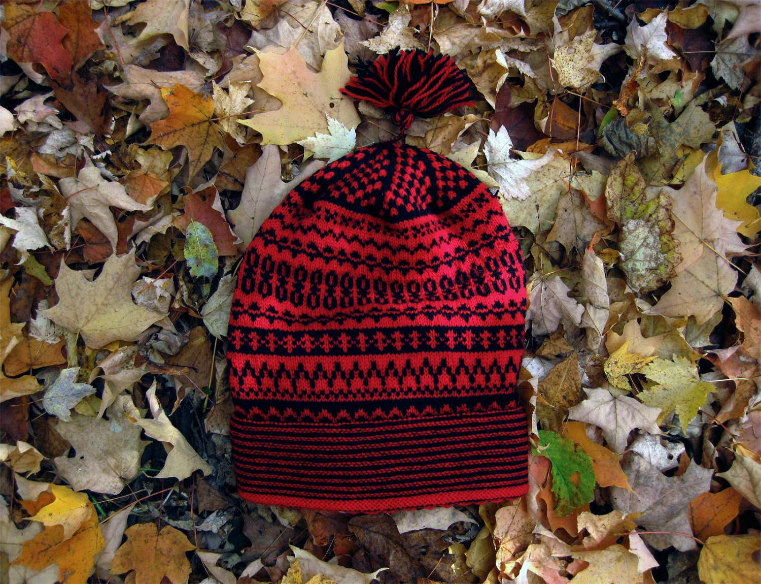 Handknit Scandinavian Cap Traditional Swedish. Pattern is
