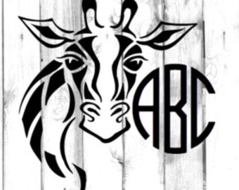 Monogrammed Preppy Print Giraffe Decal choose 2