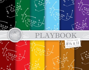 FOOTBALL PLAYBOOK Digital Paper / Football Party Printables