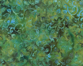 Green batik fabric | Etsy