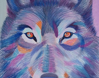 Wolf oil painting | Etsy