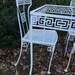 Vintage wrought iron greek key dining set