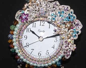 Rhinestone clock | Etsy
