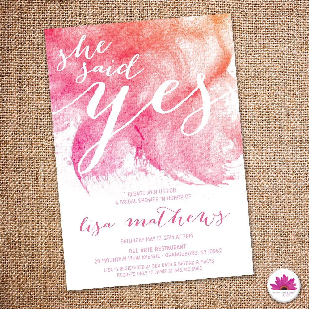 She Said Yes Bridal Shower Invitation Digital File