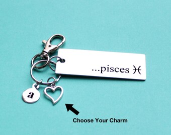 Pisces Keychain Pisces Key Chain Birthday Key Chain
