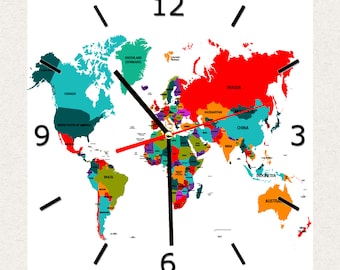 Map wall clock | Etsy