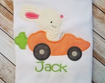 Bunny Riding in a Carrot Car Perfect for Easter and Spring