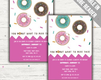 Donuts and Pajamas Invitation Donuts Pajamas Invite Donut