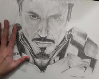 Items similar to Iron Man Pencil Drawing Fine Art PRINT Hand Signed on Etsy