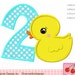 Duck Number 2 Birthday Machine Embroidery Applique Design