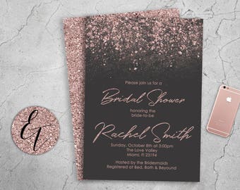 Rose gold invitation | Etsy