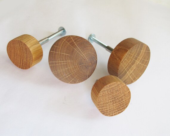 Oak Wood Drawer Knobs Set of 2 Wooden Knobs Rustic Drawer