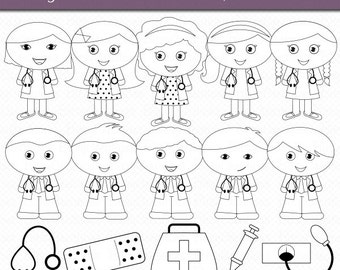 Zoo Animals OUTLINE Digital Art Set Clipart Commercial Use