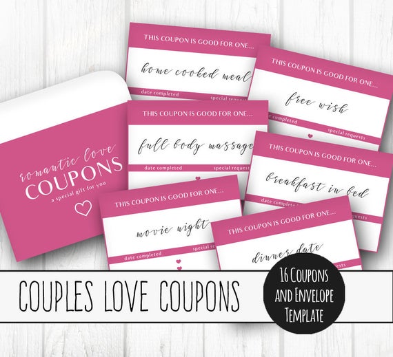 Printable Love Coupons Instant Download Love Tokens Love