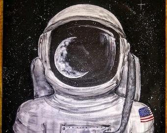 Astronaut painting | Etsy