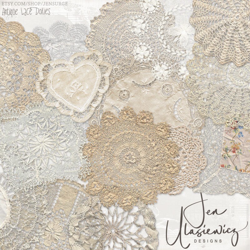 Antique Lace Doilies Digital Scrapbooking Graphics Kit