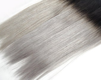 Grey hair extension | Etsy