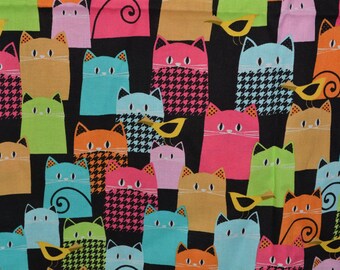 Cat print fabric | Etsy