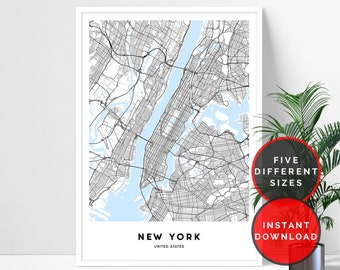 New york city map | Etsy