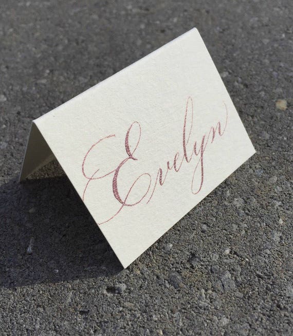 Handmade rose gold place cards for weddings dinners