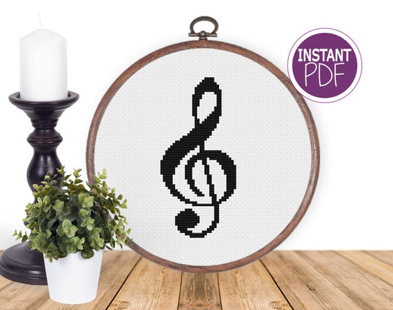Cross Stitch Pattern Treble Clef Cross Stitch Chart by