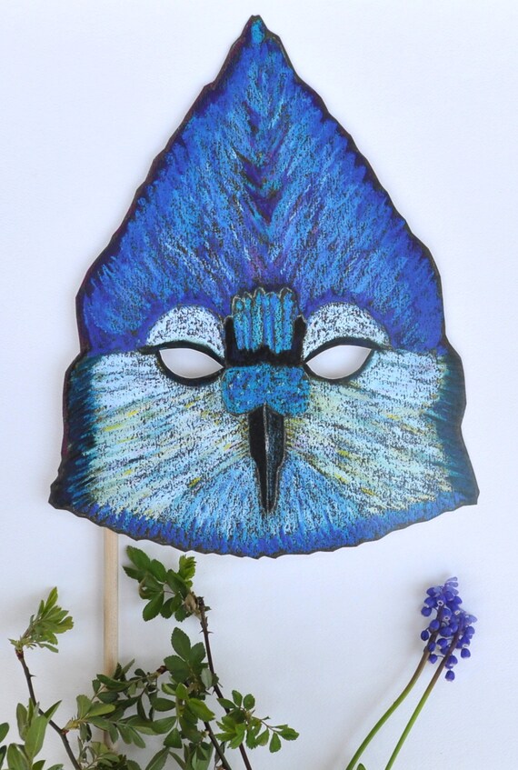 Blue Jay Mask / Bird Mask /Hand-Held
