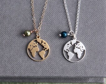 World map necklace | Etsy