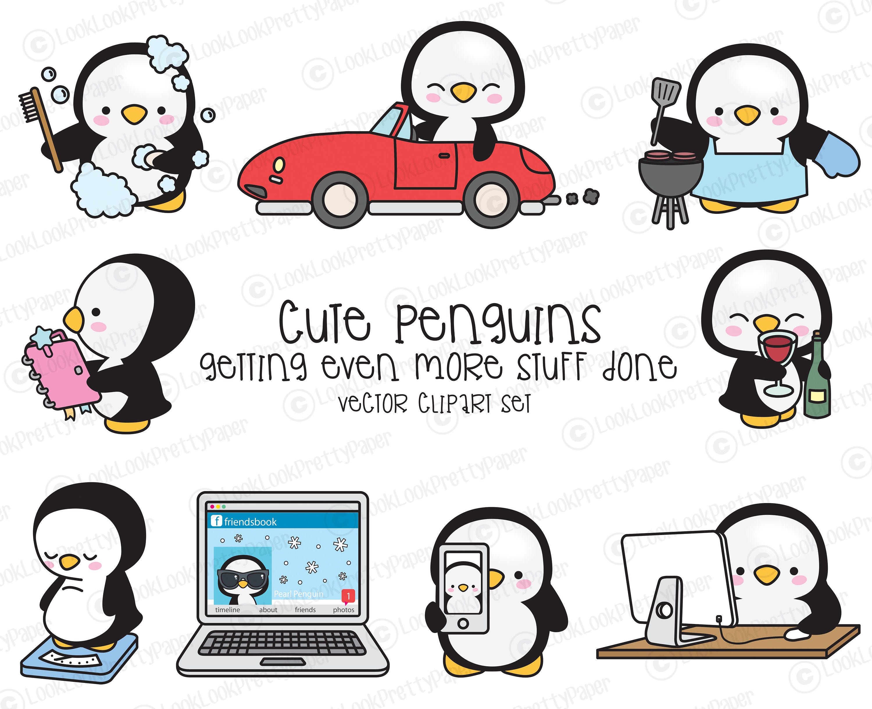 Premium Vector Clipart Kawaii Penguin Cute Penguin