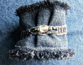 Denim cuff bracelet | Etsy
